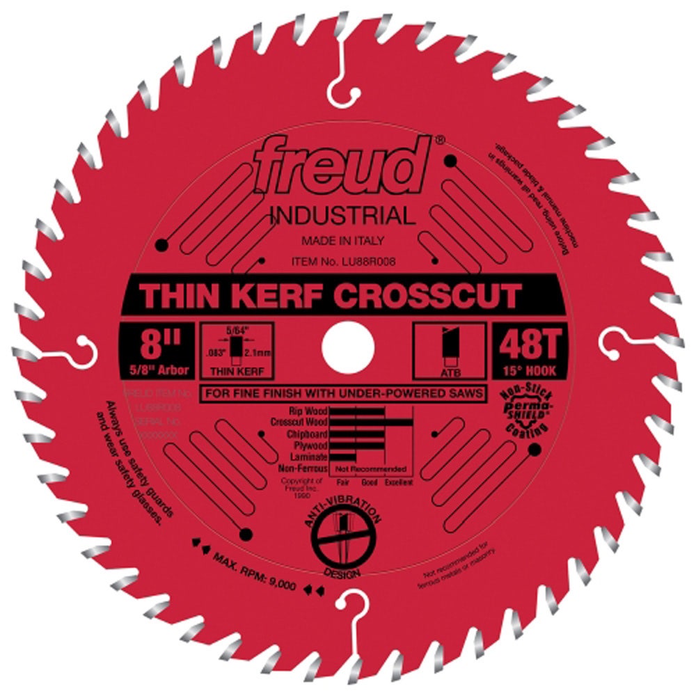 Freud® Lu88r Industrial Thin Kerf Fine Finish Crosscut Saw Blades